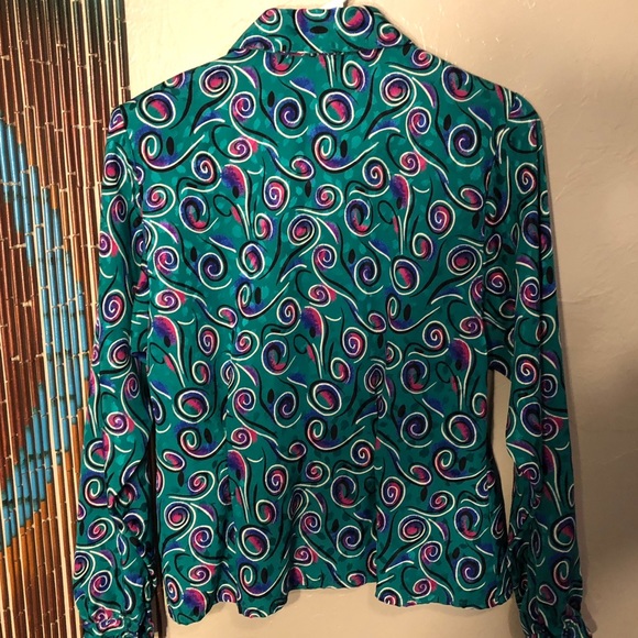 Vintage | Tops | Vintage 8s Button Up Blouse Multi Colored | Poshmark